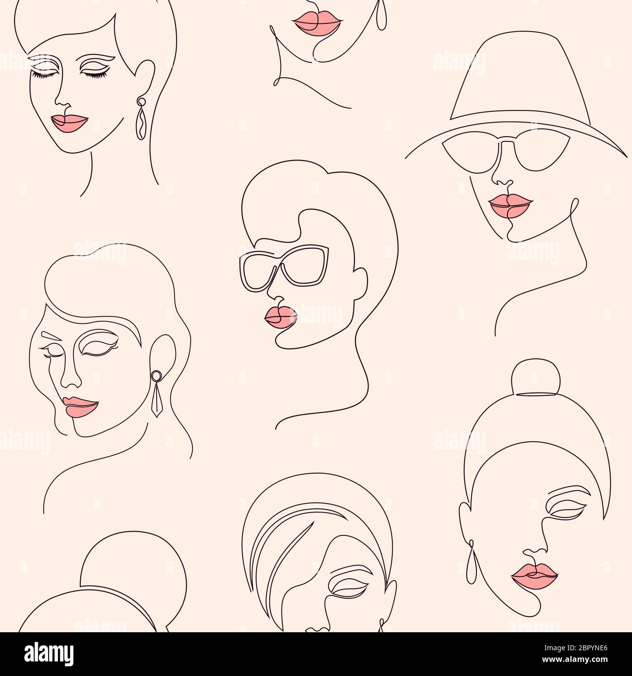 pattern with woman faces Stock Vector Image & Art - Alamy
