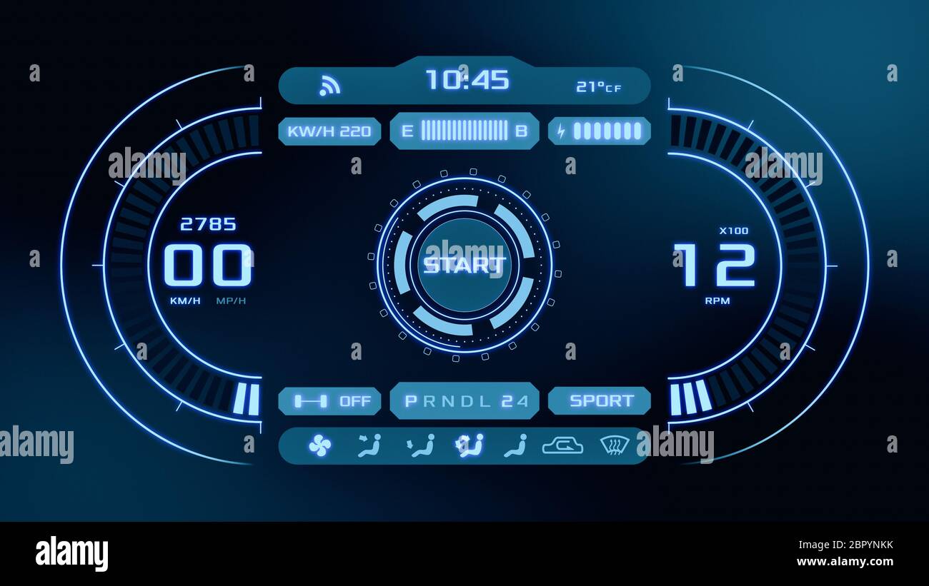 close up view of a futuristic car dashboard (3d render Stock Photo - Alamy
