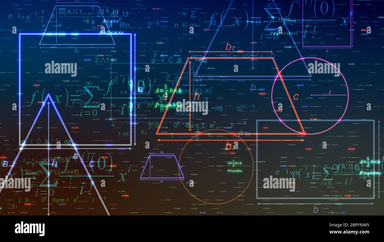 geometric shapes and formulas, abstract background (3d render Stock ...
