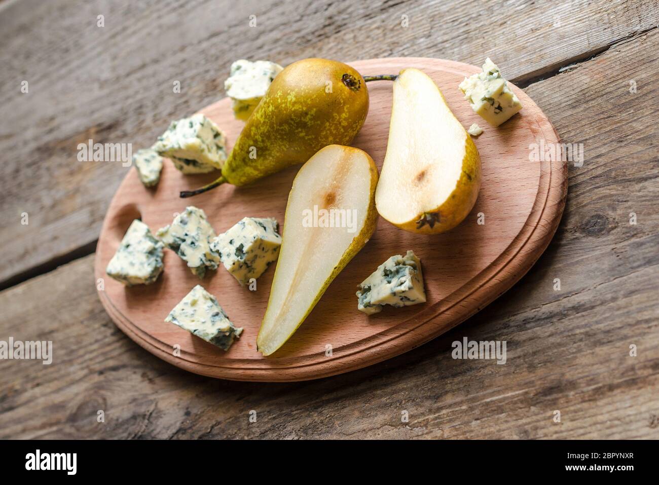 blue cheese with pears Stock Photo - Alamy