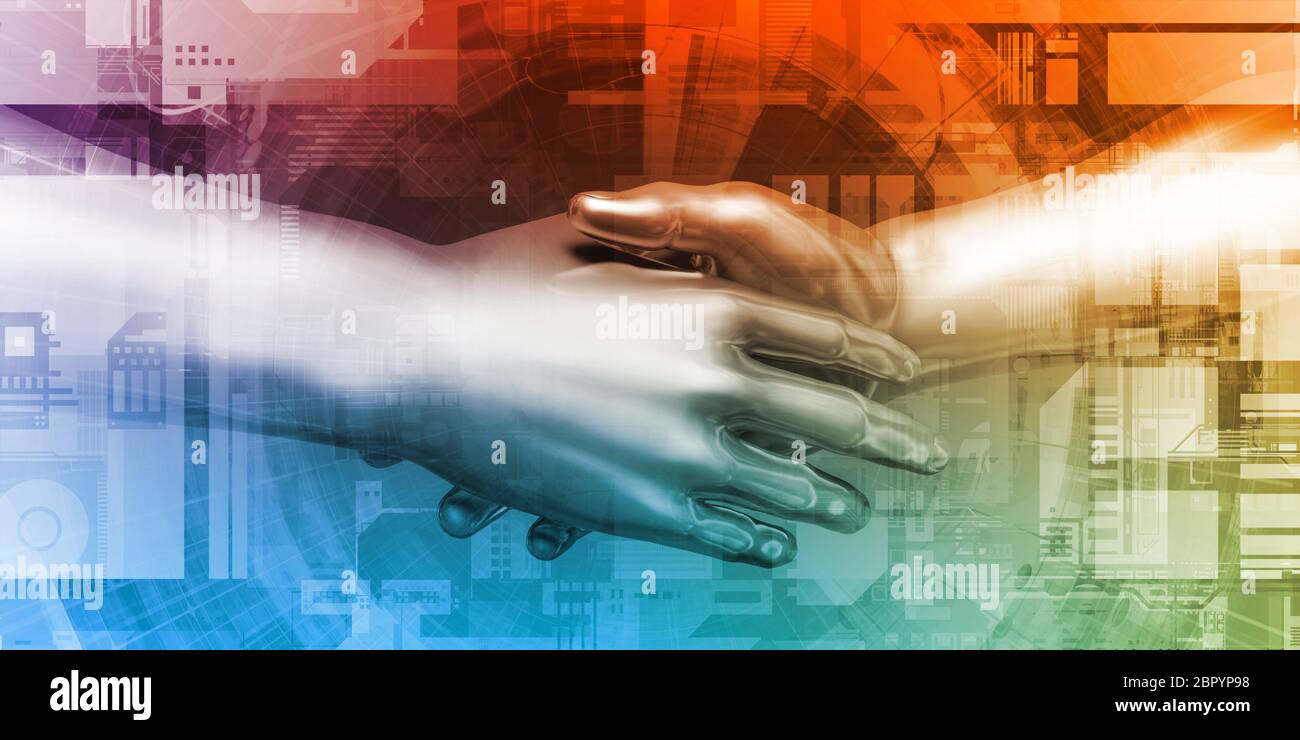 Virtual Hand Shake and Digital Agreement Tech Concept Stock Photo - Alamy