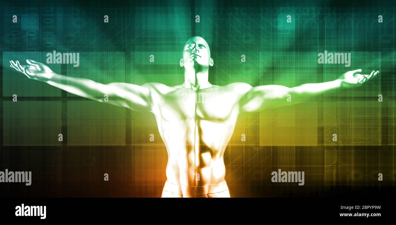 Man Embracing Technology and Being Empowered by Technologies Stock ...