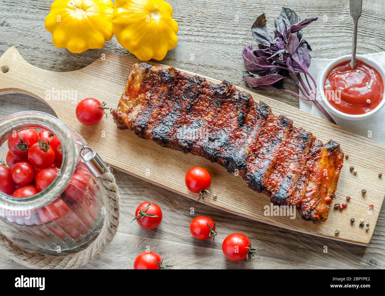 Grilled pork ribs in barbecue sauce Stock Photo - Alamy