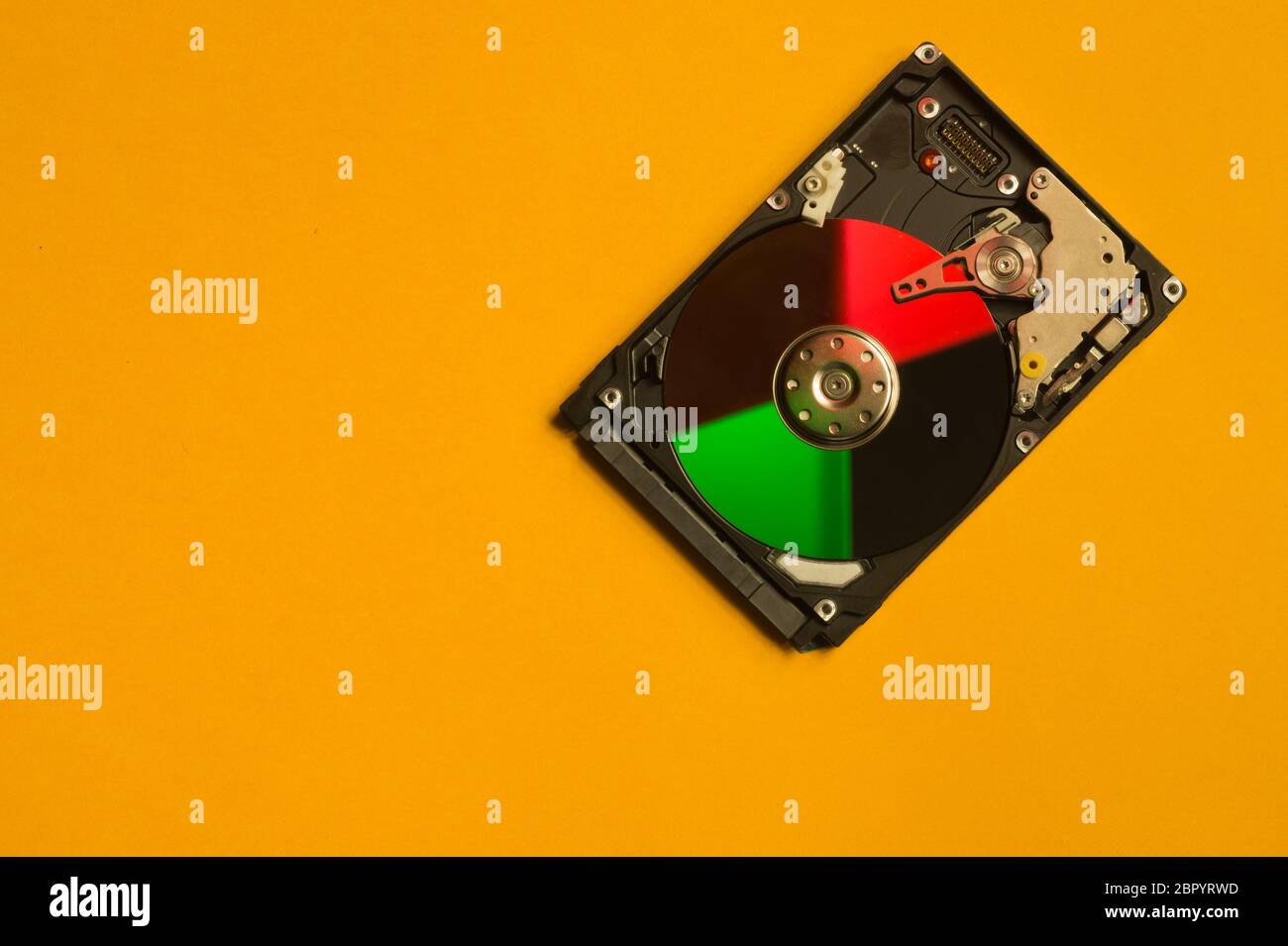 Colorful hdd. open hard disk drive. The concept of data storage. data ...