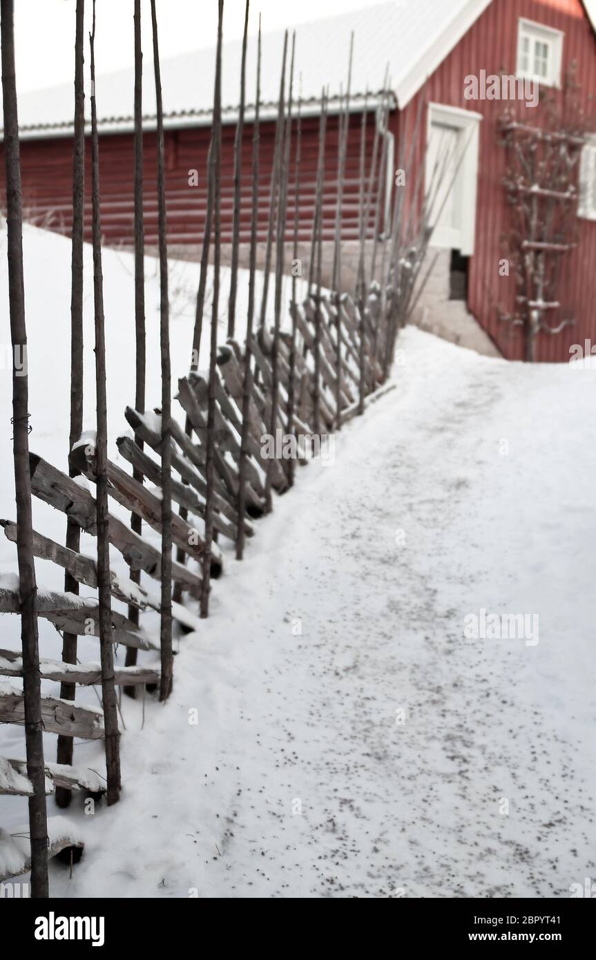 Aged agricultural red traditional barn on idyllic rural farmland, ranch ...