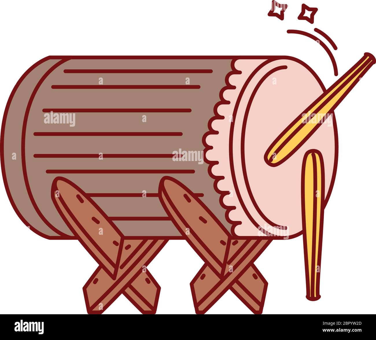 traditional turkish drum, musical instrument on white background vector ...