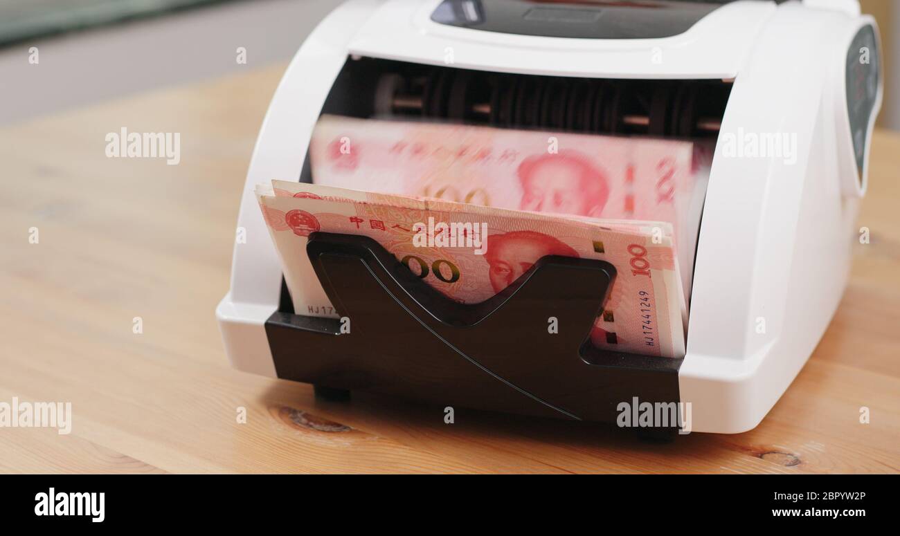 Chinese banknote on money counter Stock Photo - Alamy