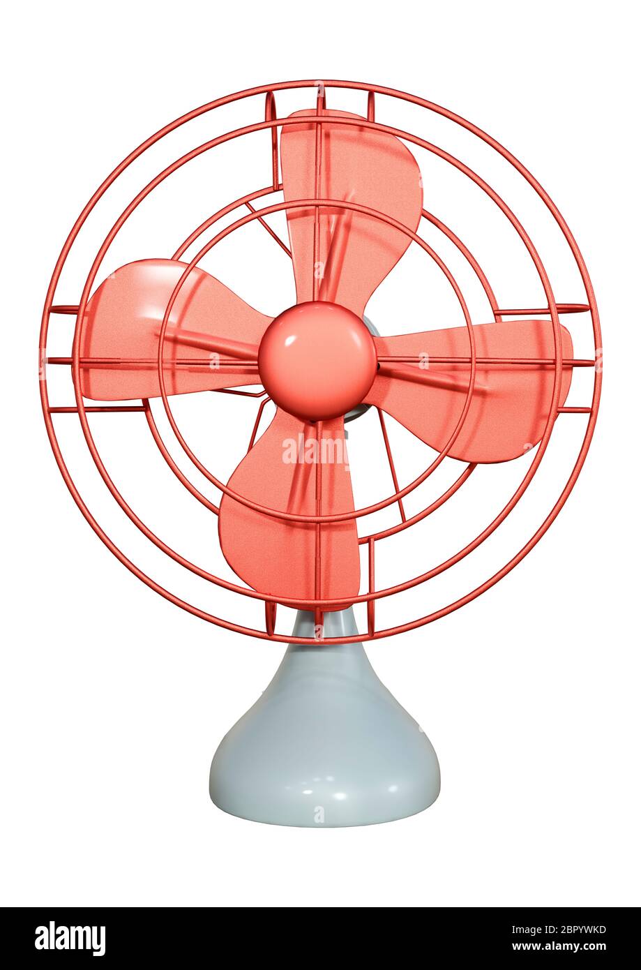 3D rendering of a retro desk fan isolated on white background Stock ...