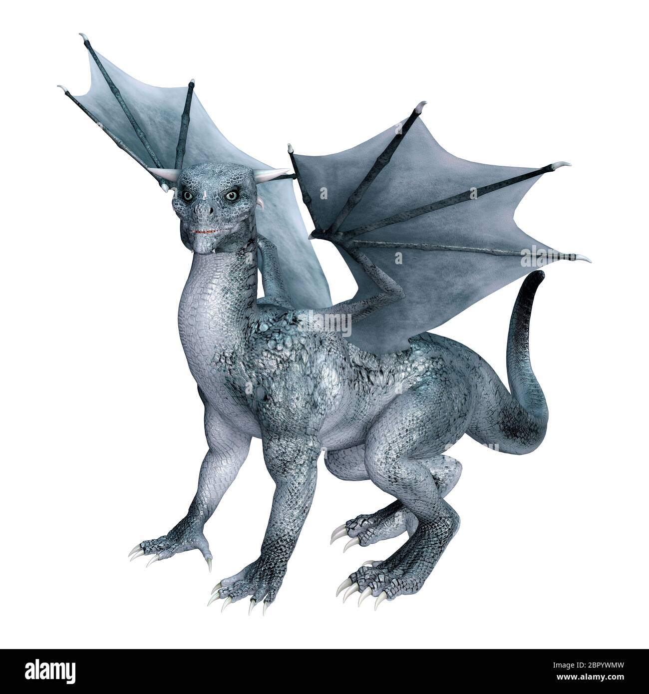 3D rendering of a fantasy dragon whelp isolated on white background ...