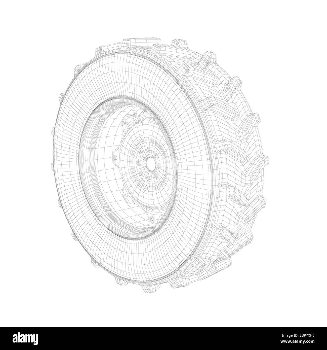 3D wire-frame model of tractor wheel on white background Stock Photo ...