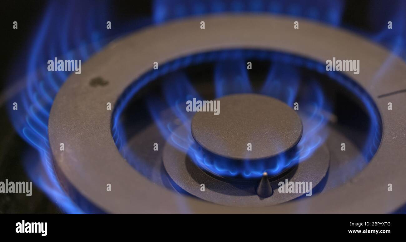 Gas burning from a kitchen gas stove Stock Photo - Alamy
