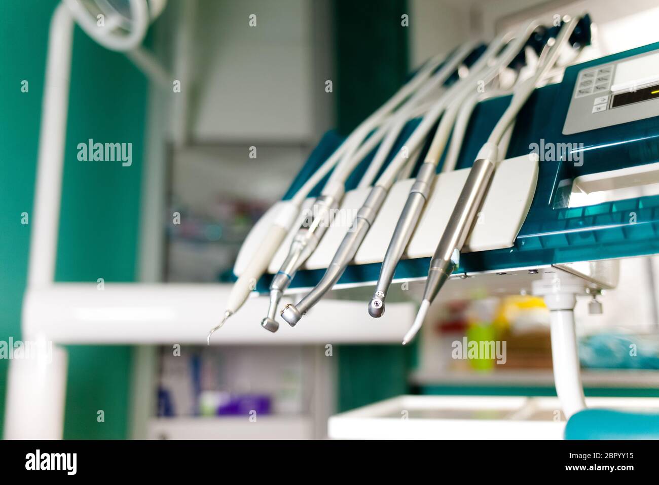 Dental unit and many dental devices in the dentist office Stock Photo ...