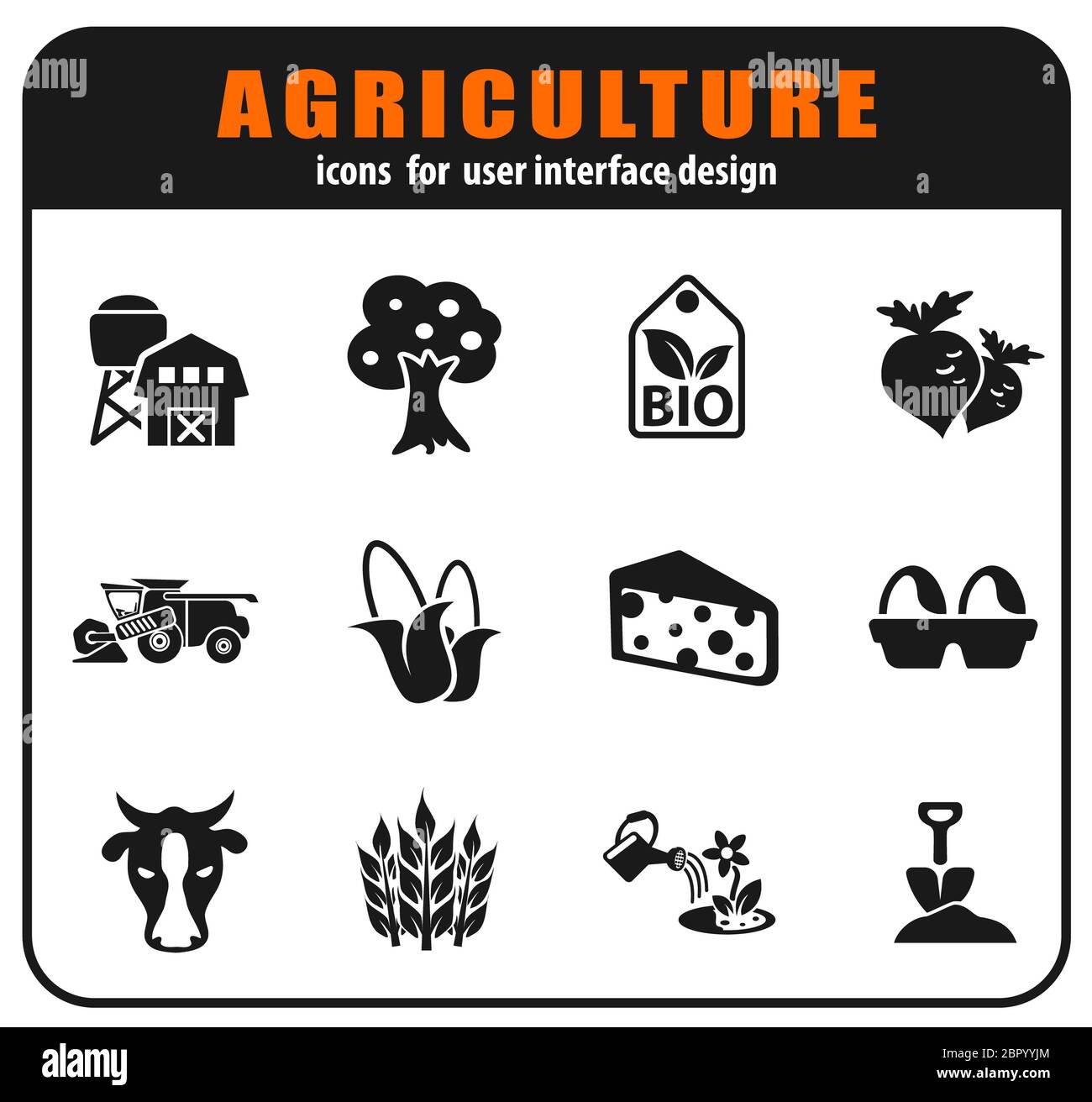 Vector agricultural icons set for user interface design Stock Photo - Alamy
