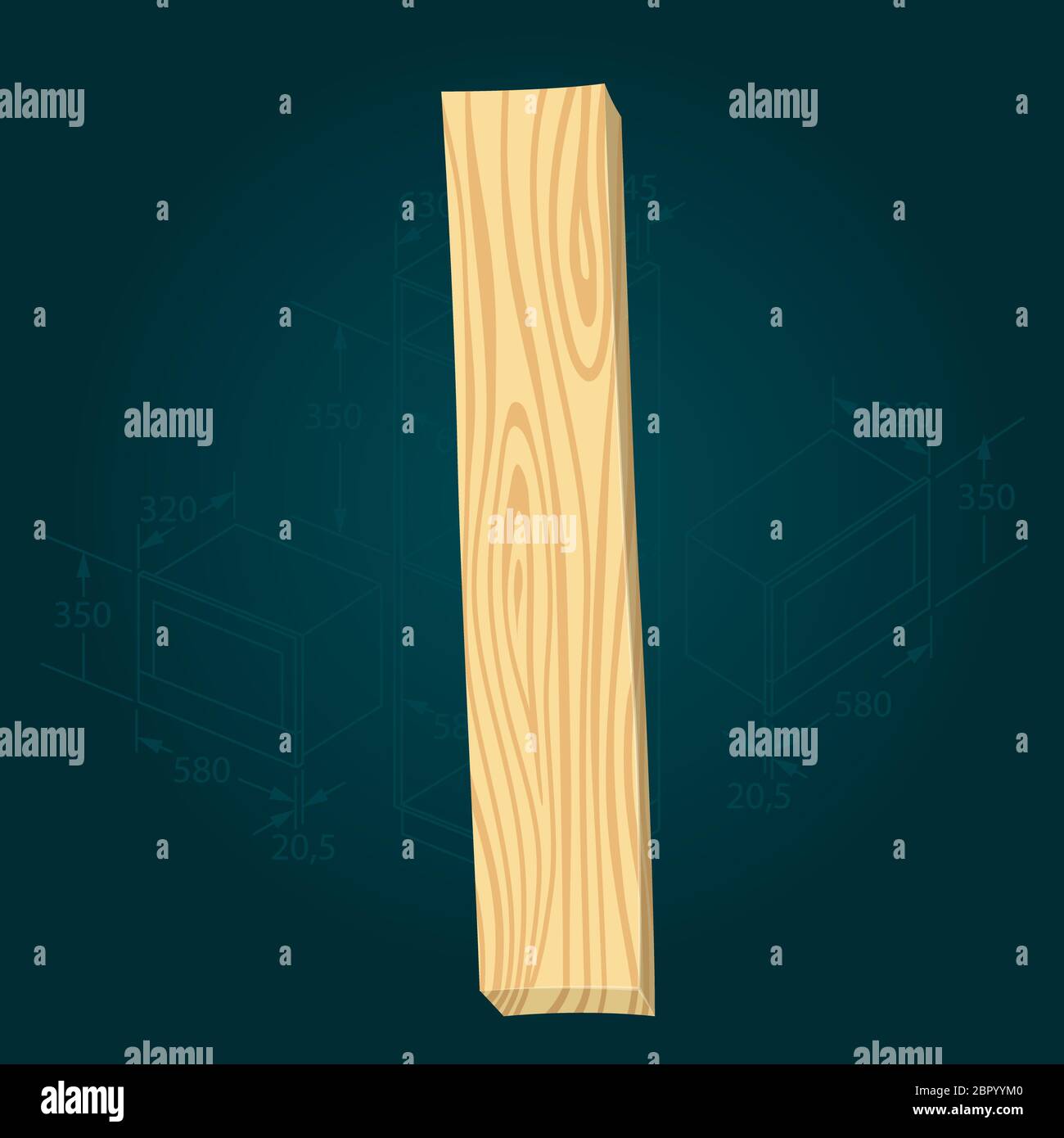 Letter I - stylized vector font made from wooden planks hammered with ...