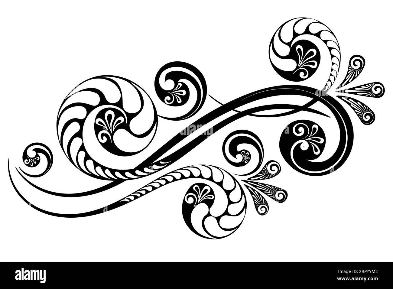 Floral branchy ornament with a beautiful complex pattern for decorative ...