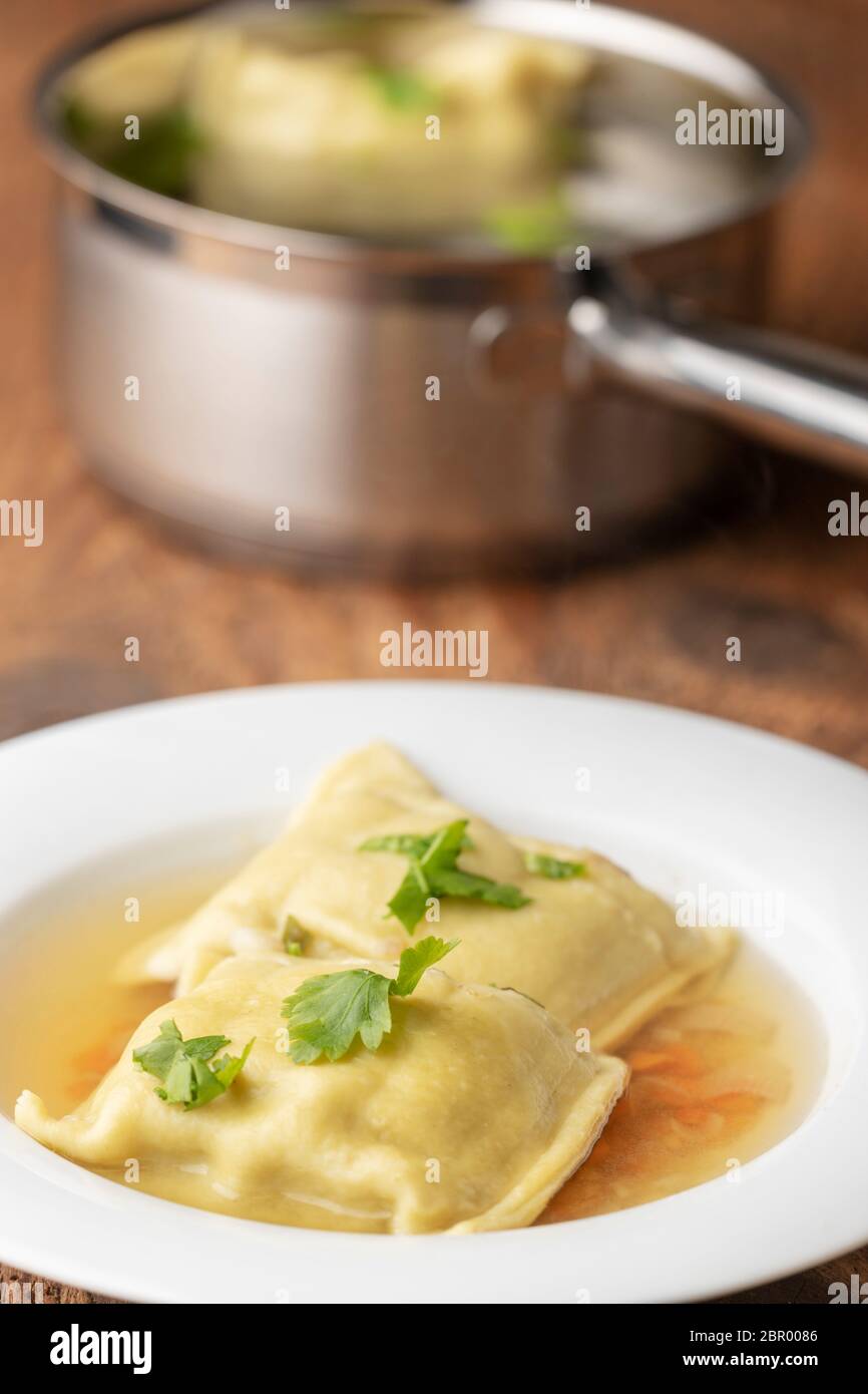 Soup with swabian pockets hi-res stock photography and images - Alamy