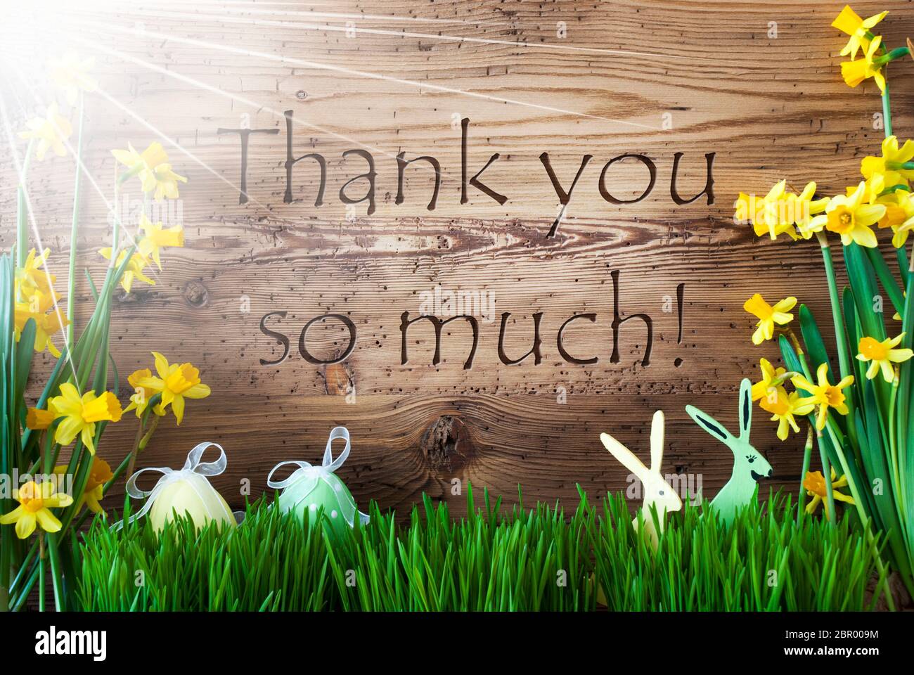 Wooden Background With English Text Thank You So Much. Easter ...