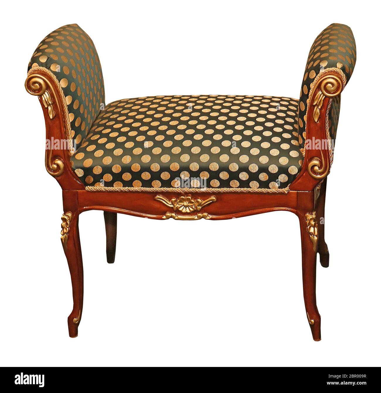 Small short Victorian style decorative stool isolated on white ...