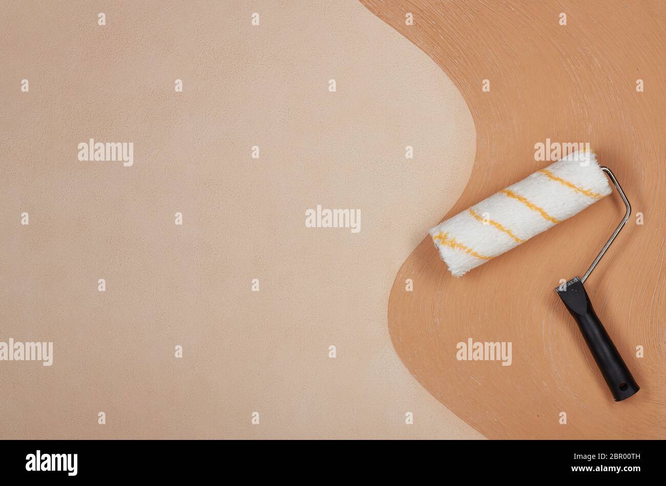 Roller for paint lying on textural double background consisting of two ...