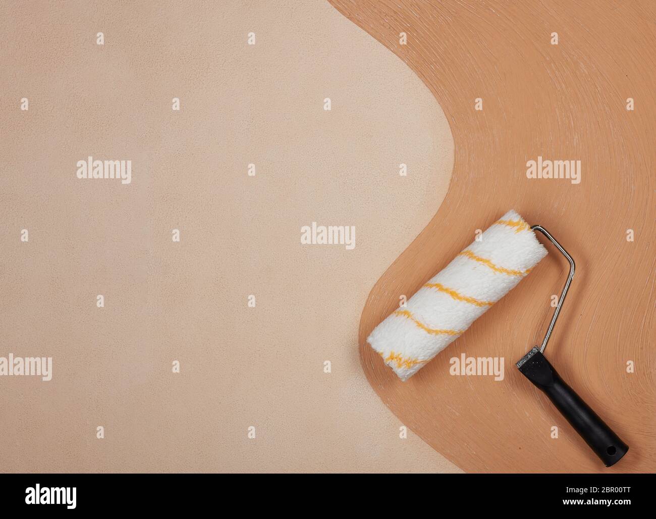 Roller for paint lying on textural double background consisting of two ...