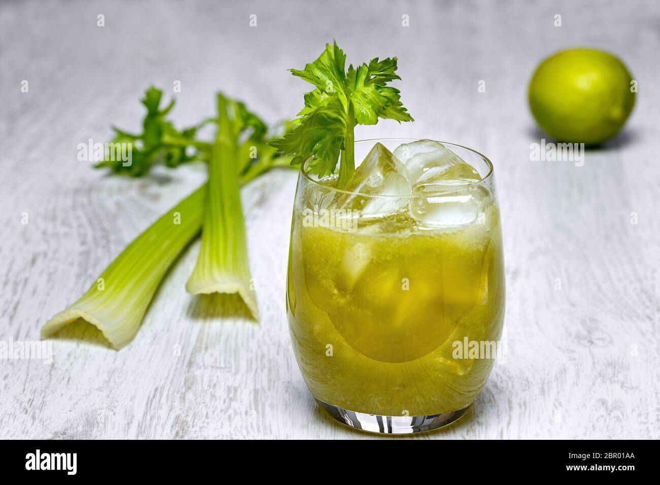 Non-Alcoholic Fresh Celery Cocktail with ice Stock Photo - Alamy