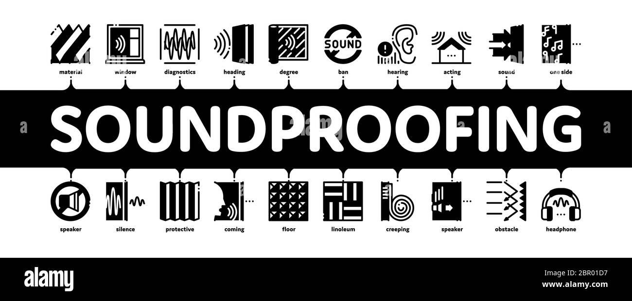 Soundproofing Building Material Minimal Infographic Banner Vector Stock ...