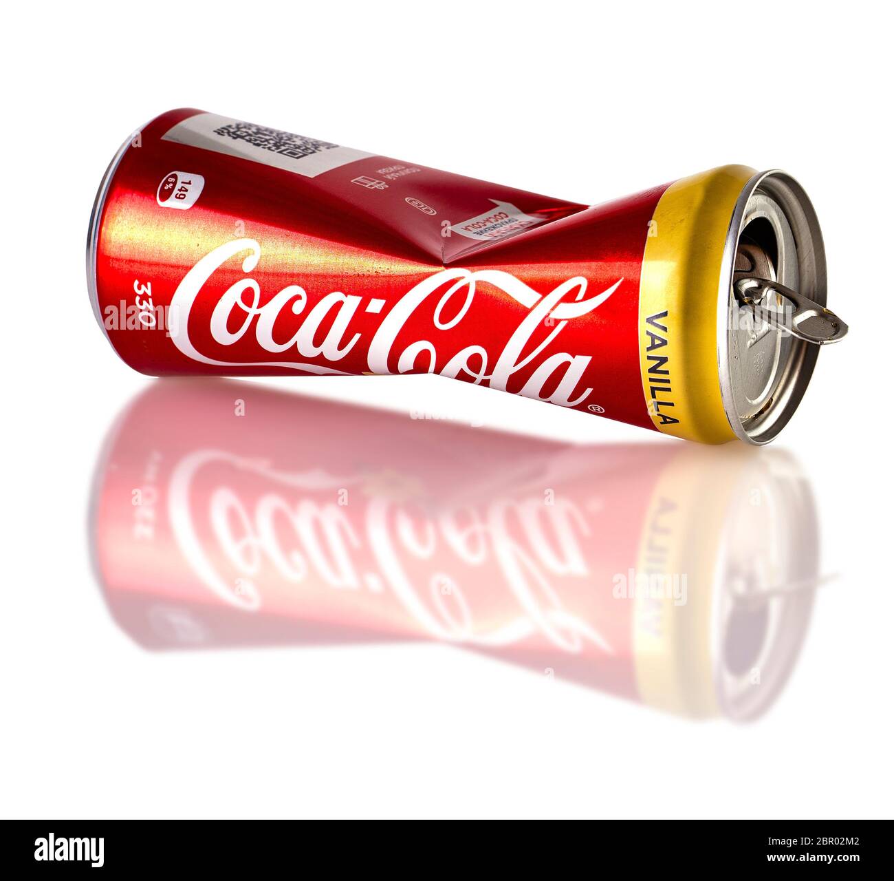 KAMCHATKA, RUSSIA - May 17, 2020: Recycle can, Crumpled aluminum can ...