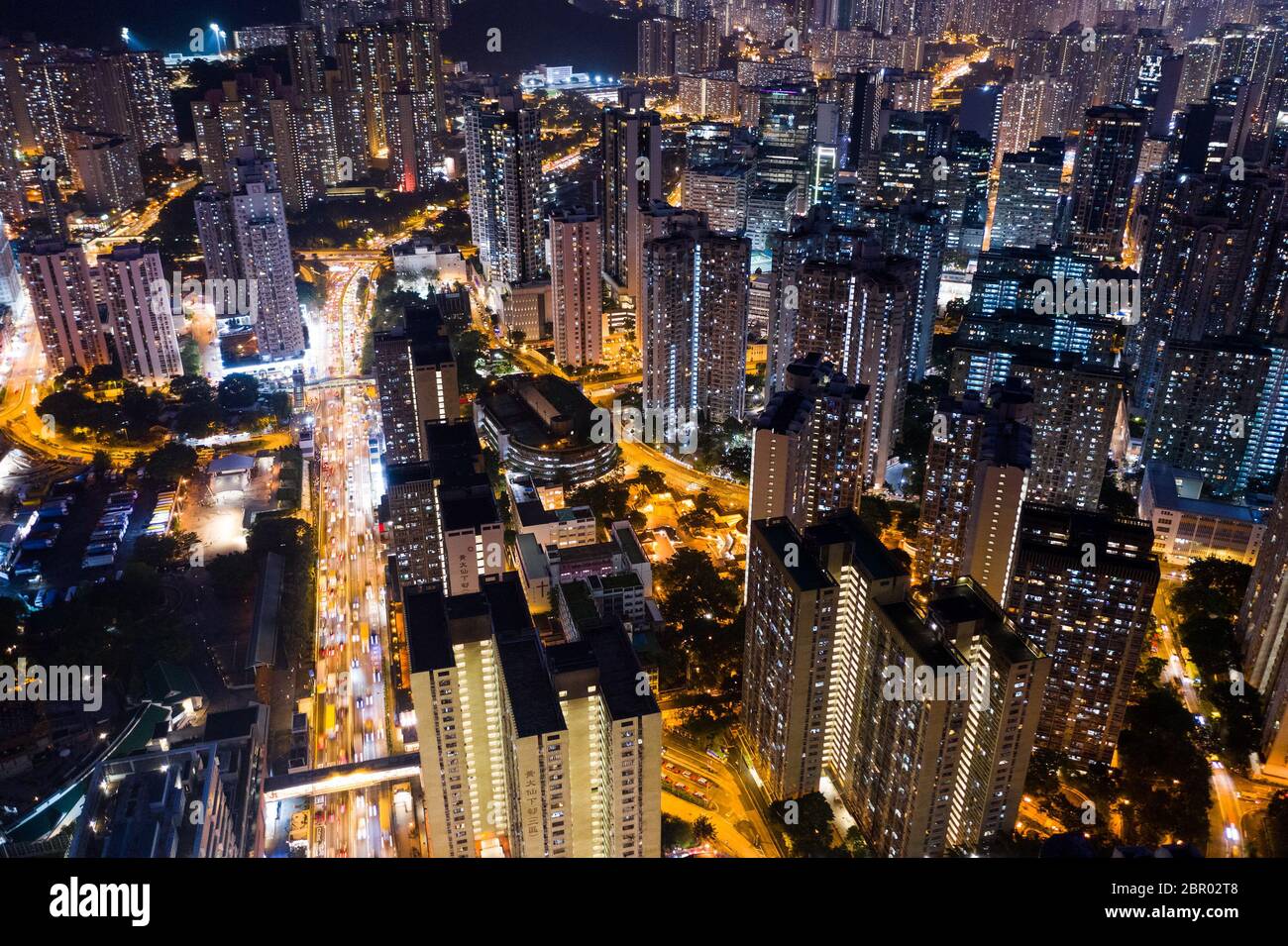 Top view of Hong Kong building at night Stock Photo - Alamy