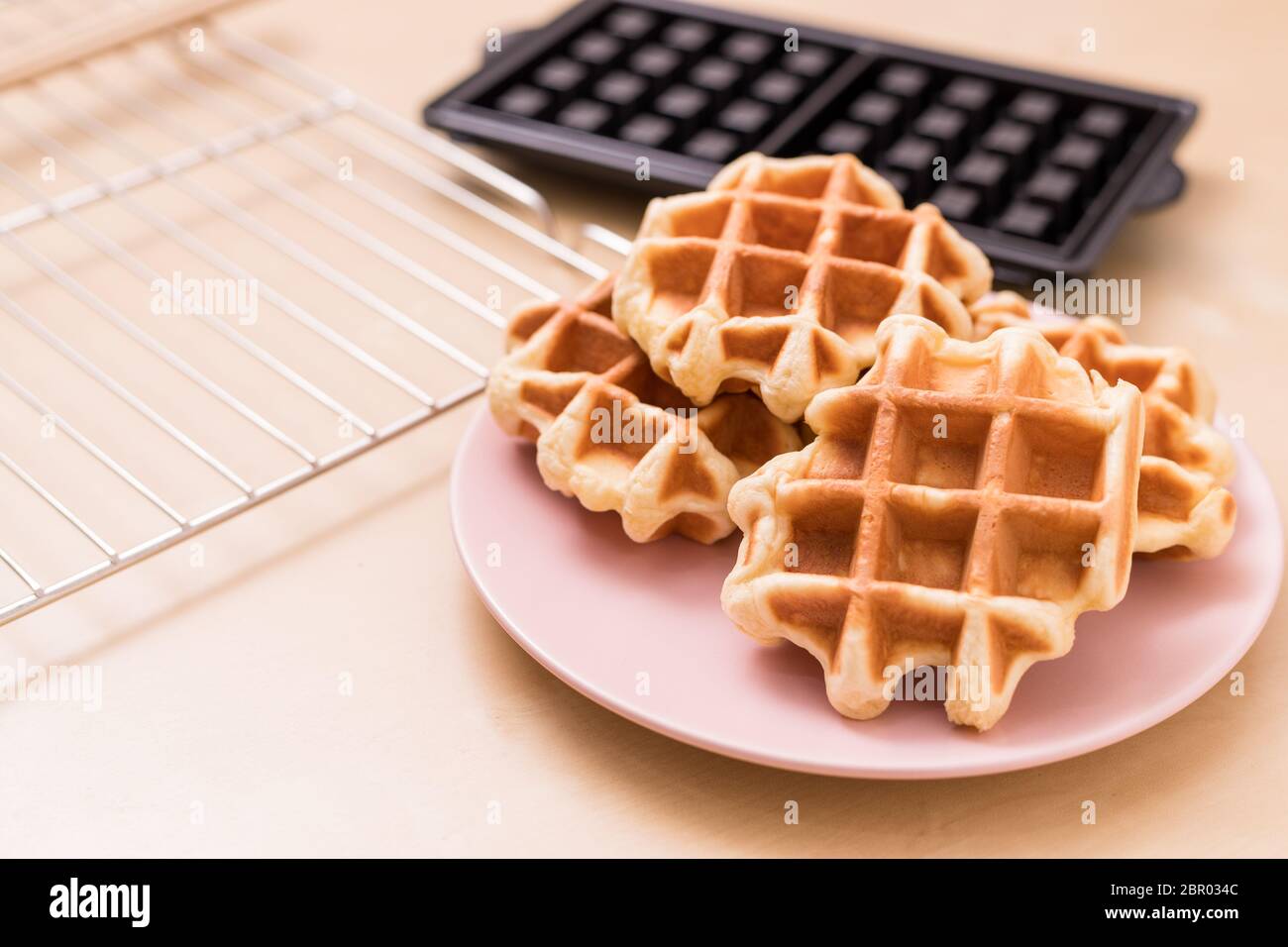 Homemade baked waffle Stock Photo - Alamy
