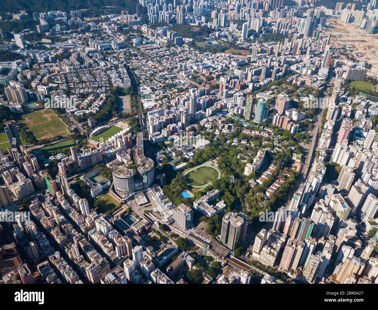 Aerial view Kowloon side of Hong Kong Stock Photo - Alamy