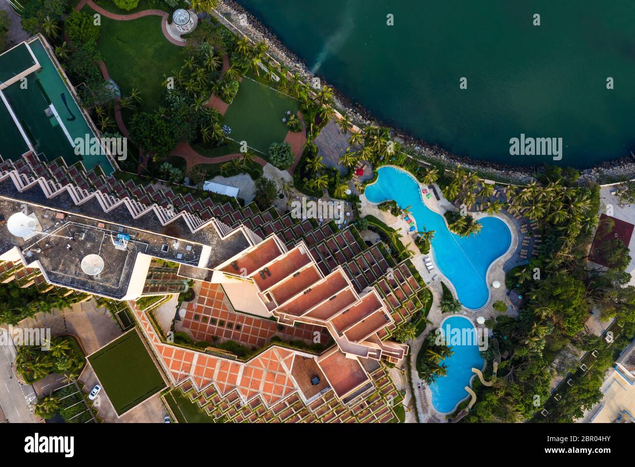 Tuen Mun, Hong Kong 27 September 2018:- top down view of resort Stock ...