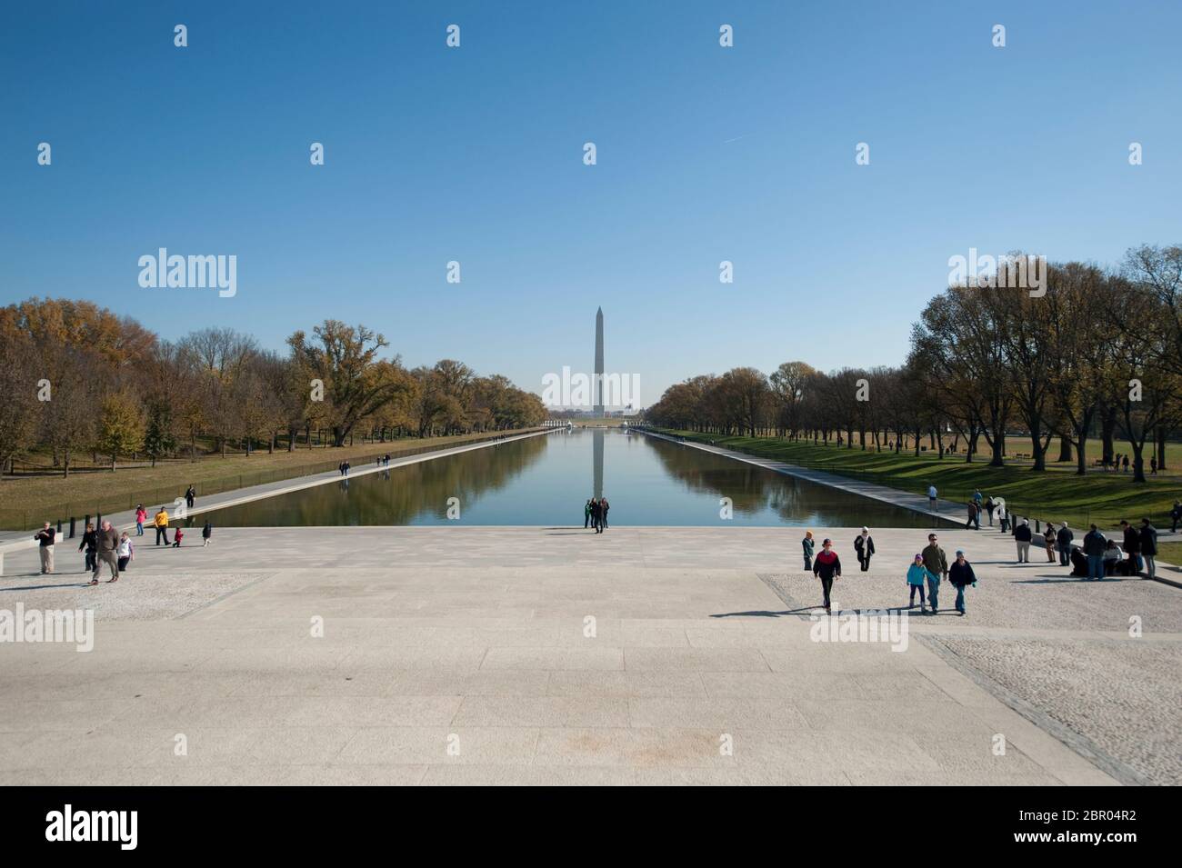 Distant view of the Washington Monument along the length of the ...