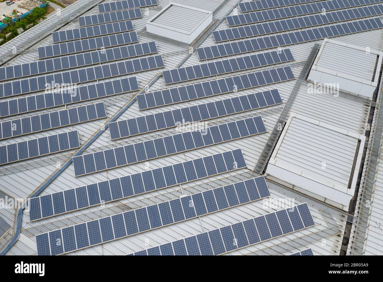 Aerial view of solar panel system Stock Photo - Alamy