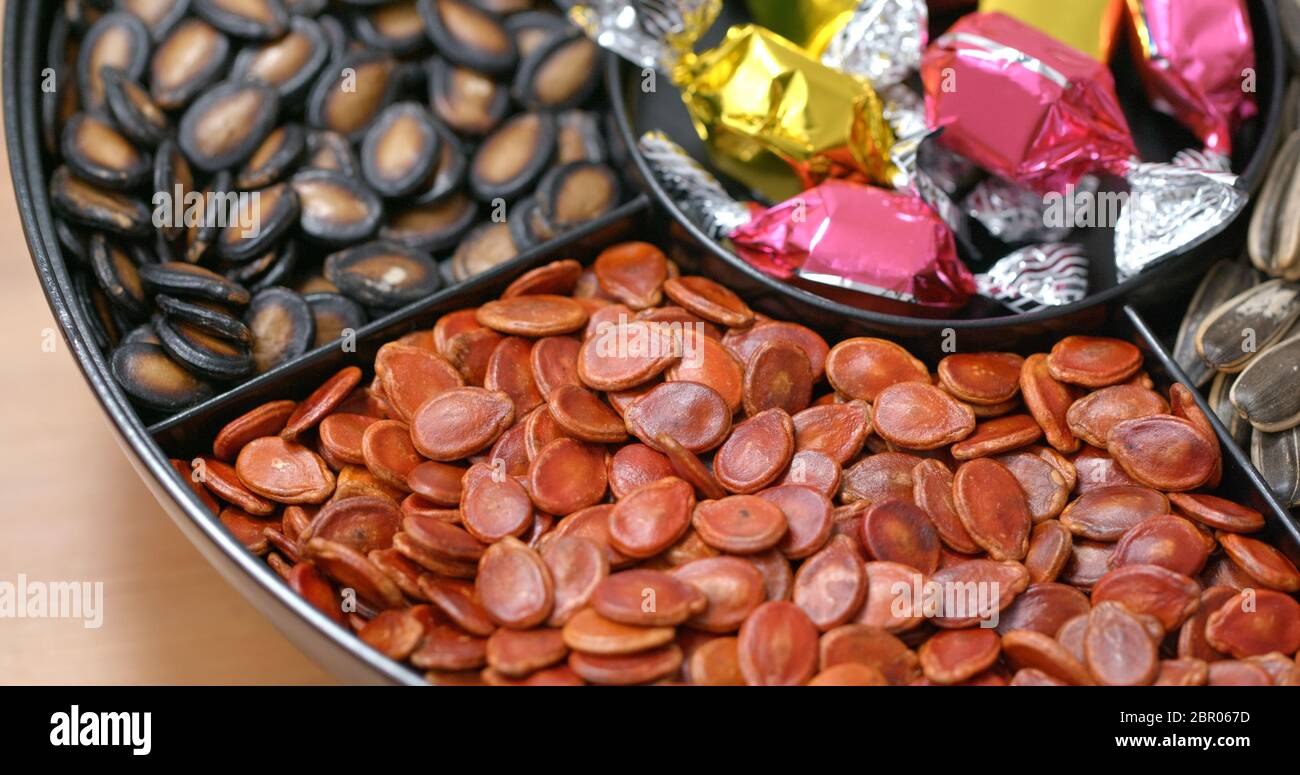 Chinese new year snack tray Stock Photo - Alamy