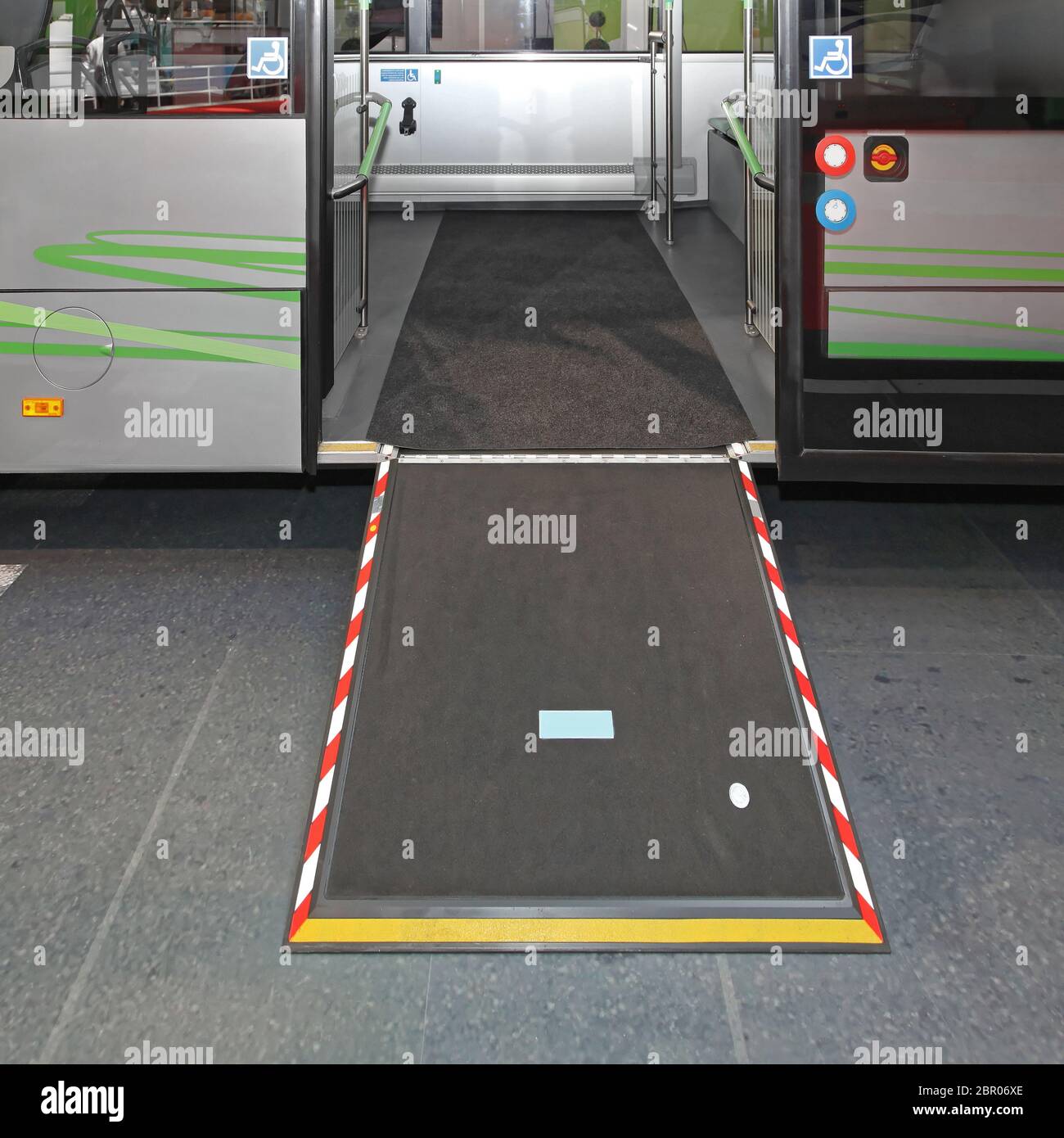 Retractable Wheelchair Ramp at City Bus Public Transport Stock Photo ...