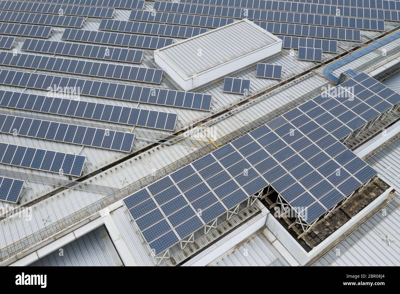 Top view of solar panel station Stock Photo - Alamy