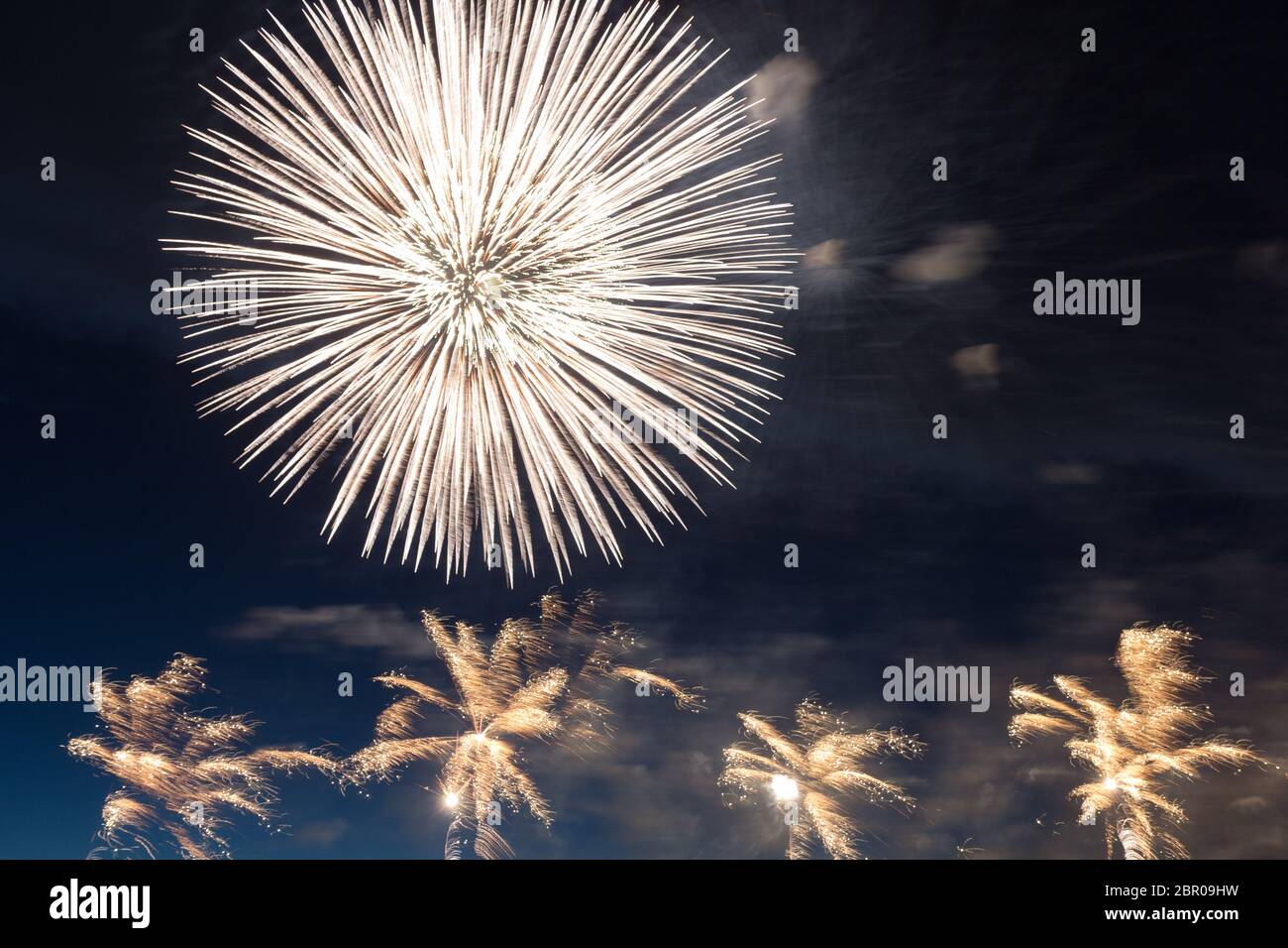 bright firework balloon on a black sky Stock Photo - Alamy