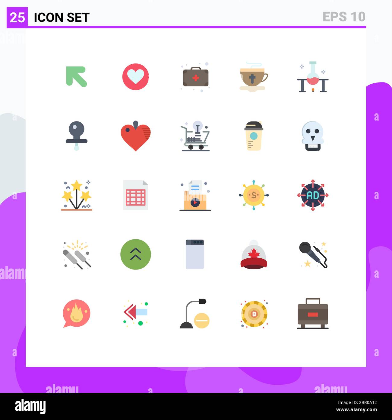 Mobile Interface Flat Color Set of 25 Pictograms of science experiment ...