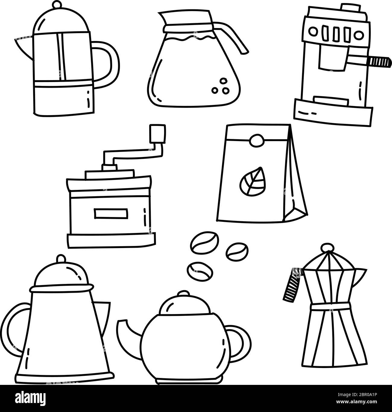 Vector Coffee Theme Doodle Set Stock Vector Image & Art - Alamy