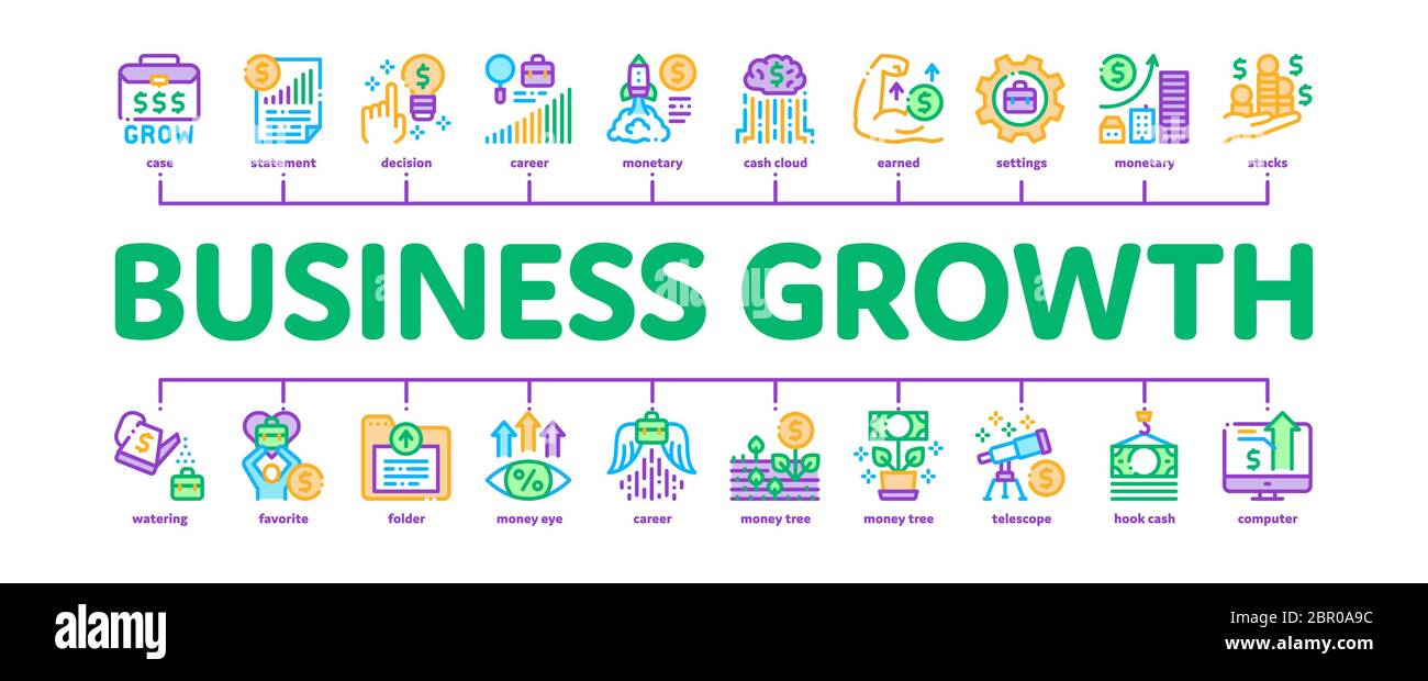 Business Growth And Management Minimal Infographic Banner Vector Stock ...