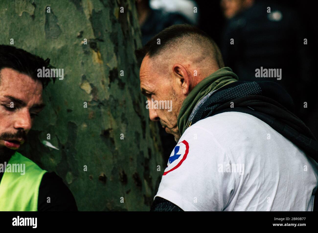 Paris France May 04, 2019 View of French street medic helping a ...