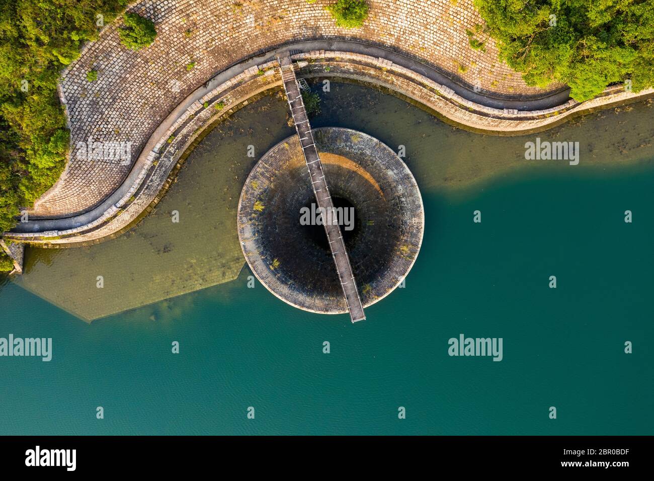 Reservoir discharge channel from top Stock Photo - Alamy
