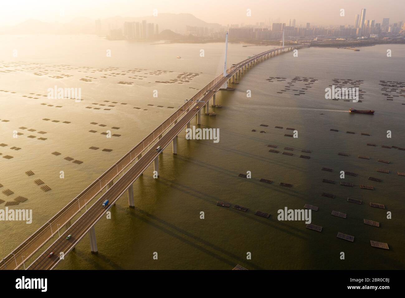 Aerial fly over top bridge hi-res stock photography and images - Alamy