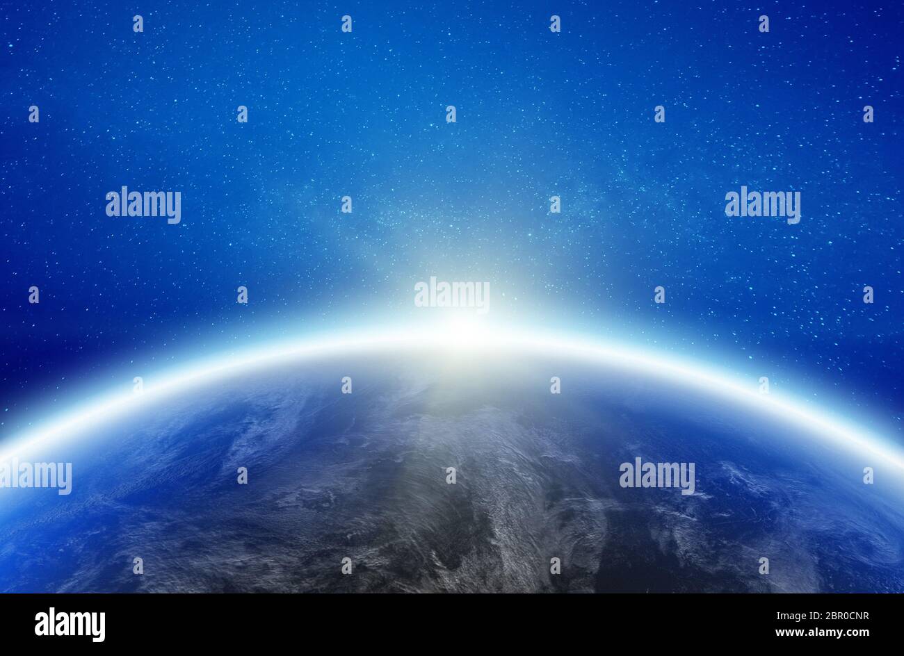 Earth glow horizon. Elements of this image furnished by NASA. 3d ...