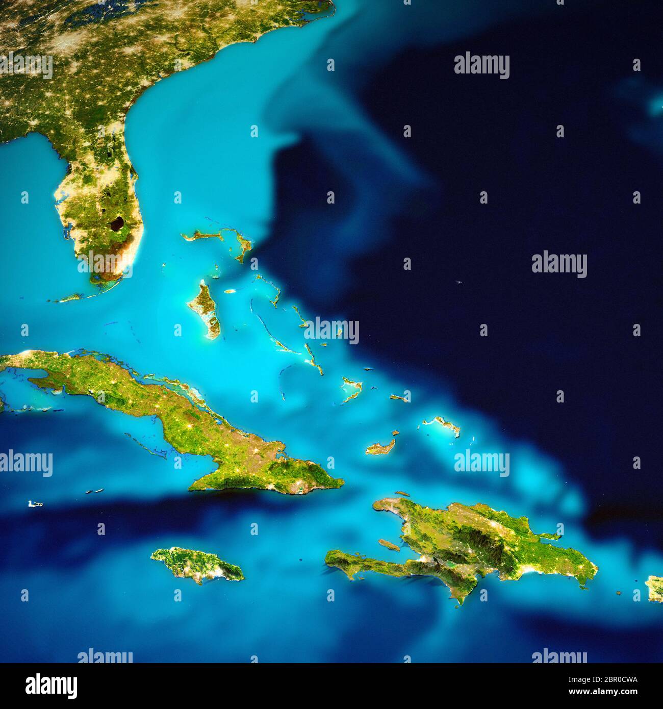Caribbean and Bahamas islands map. Elements of this image furnished by ...
