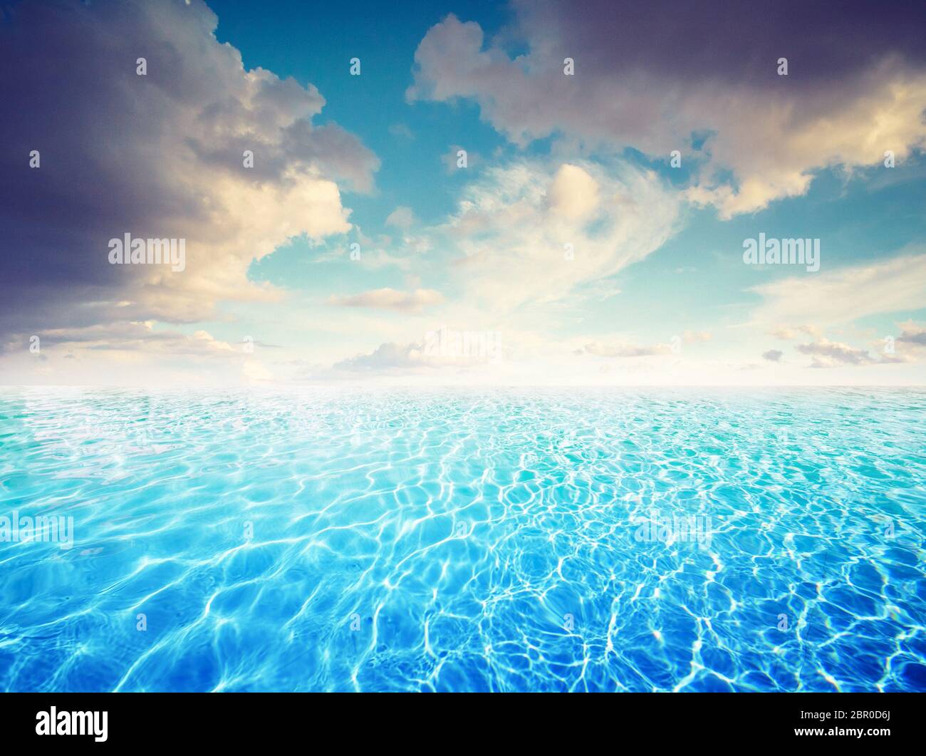 Turquoise seascape and beautiful sky clouds. Tropical paradise Stock ...