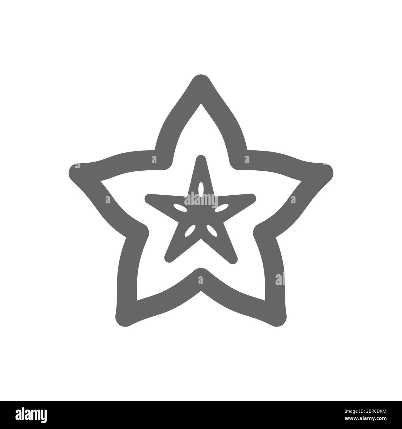 Starfruit Carambola Carom outline icon. Tropical fruit sign. Vector ...