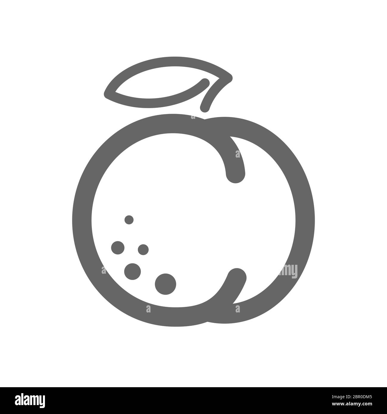 Peach or nectarine with leaf outline icon. Peach fruit sign. Vector ...