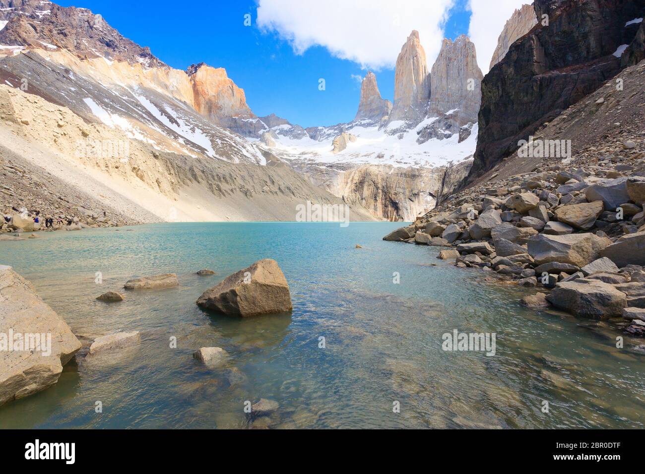 Torres del Paine peaks view, Chile. Base Las Torres viewpoint. Chilean ...