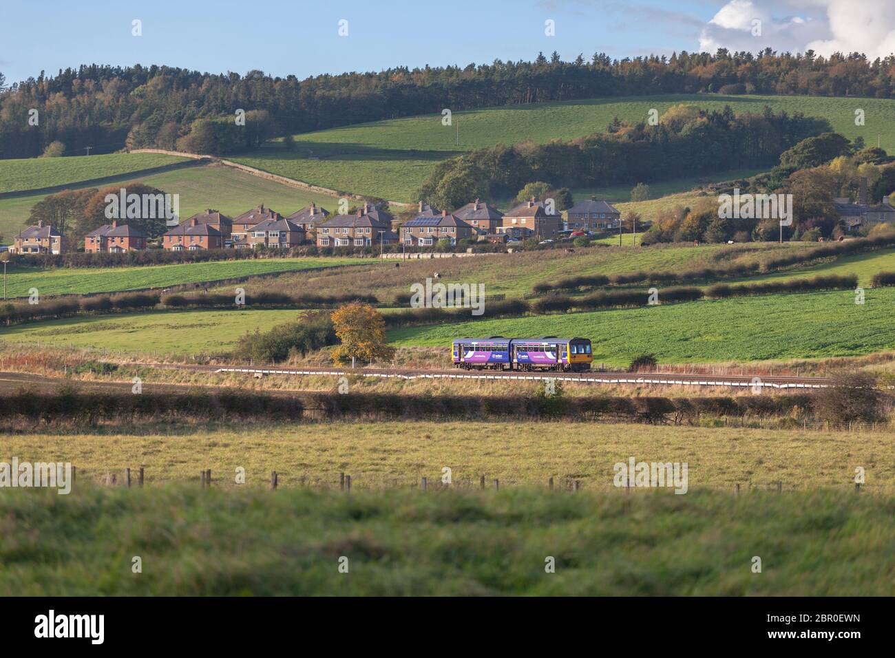 Northern rail class 142 pacer train 142017 passing the countryside at ...